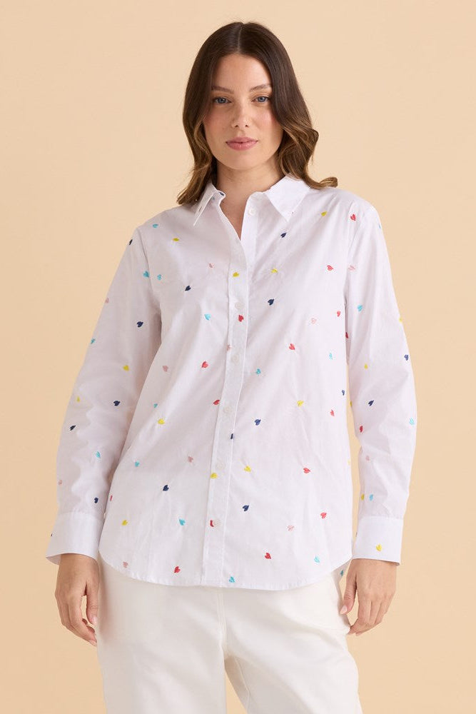 Reid Shirt - Rainbow Heart | Betty Basics | Everyday Women's Clothing