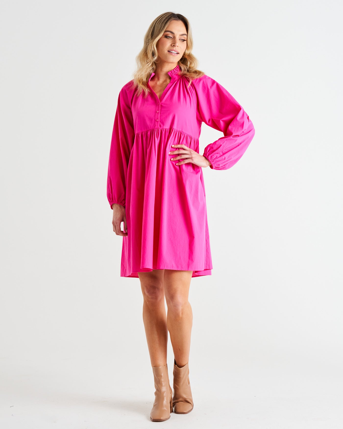 Cottage Relaxed Cotton Dress - Autumn Pink
