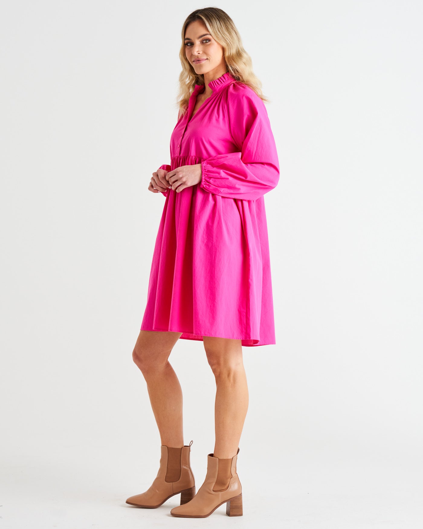 Cottage Relaxed Cotton Dress - Autumn Pink