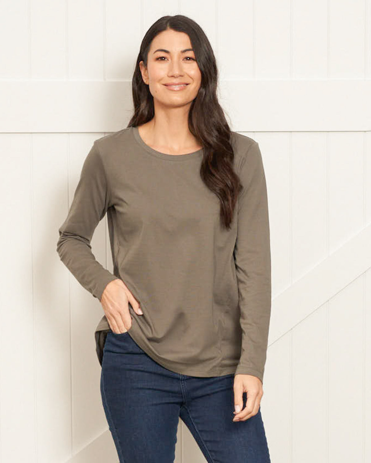 Sydney 100% Australian Cotton Relaxed Trapeze Basic Long Sleeve Tee