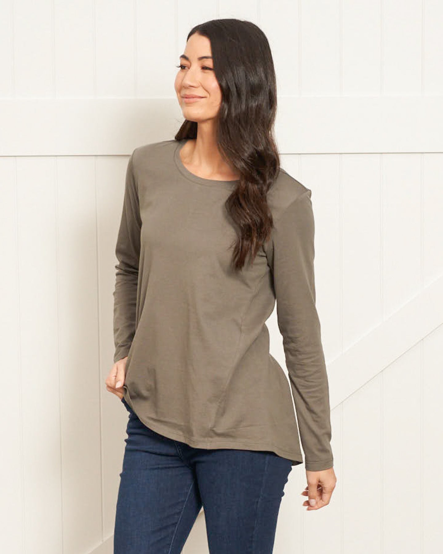 Sydney 100% Australian Cotton Relaxed Trapeze Basic Long Sleeve Tee